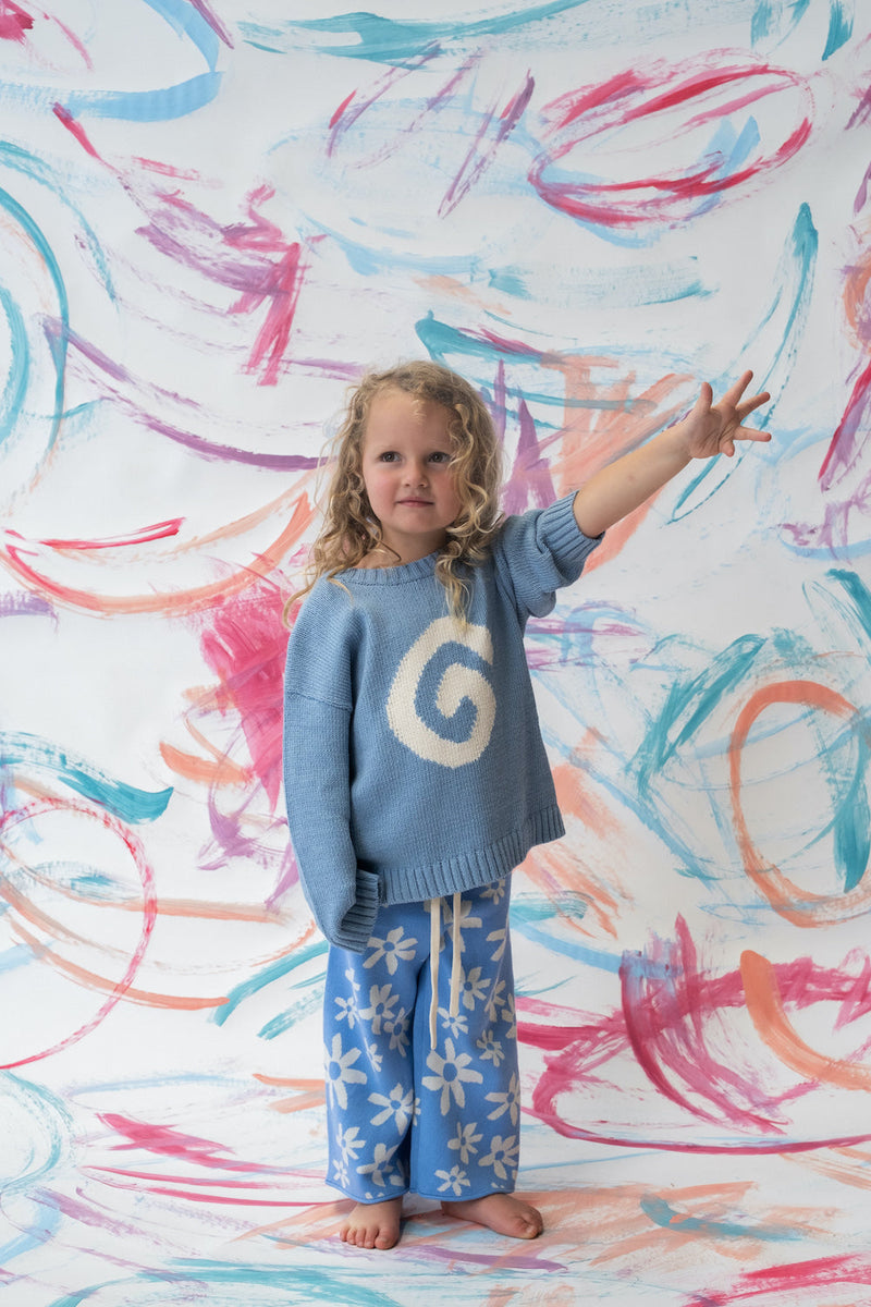 Organic Swirl Intarsia Knit Pull Over - Duck Egg – One Country Mouse Kids